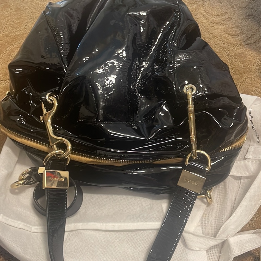 Jimmy Choo Black Patent Leather Hobo Bag - Gem
